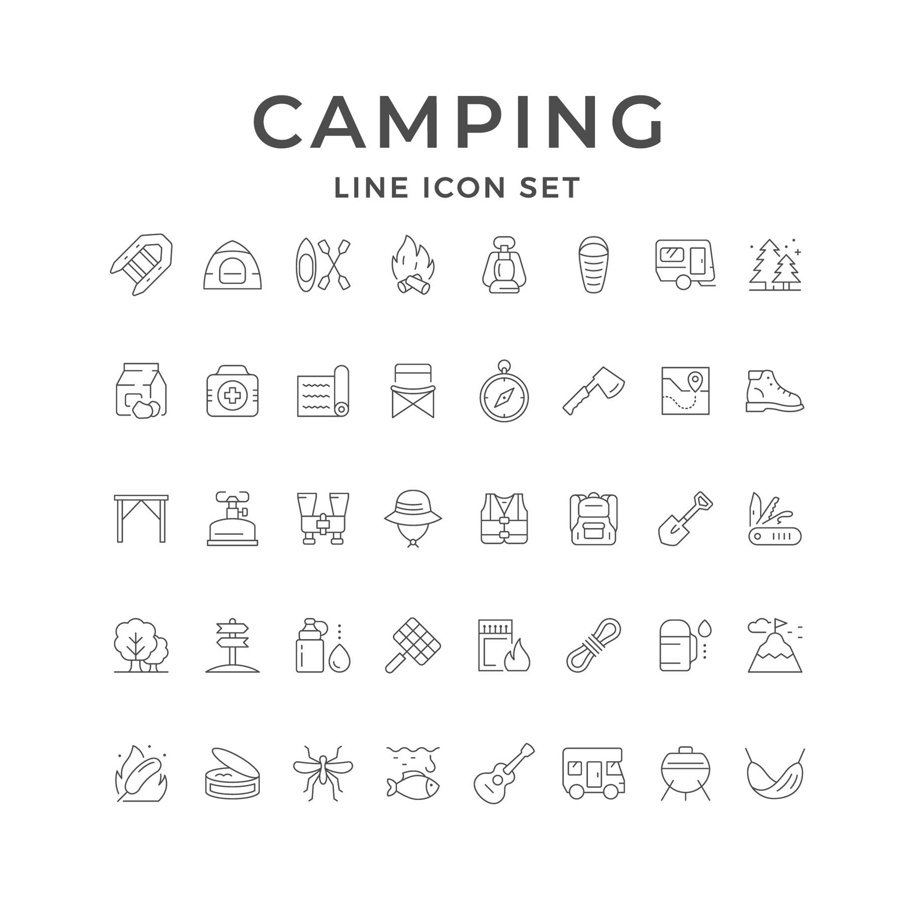 Set line icons of camping, an Outline Icon by motorama