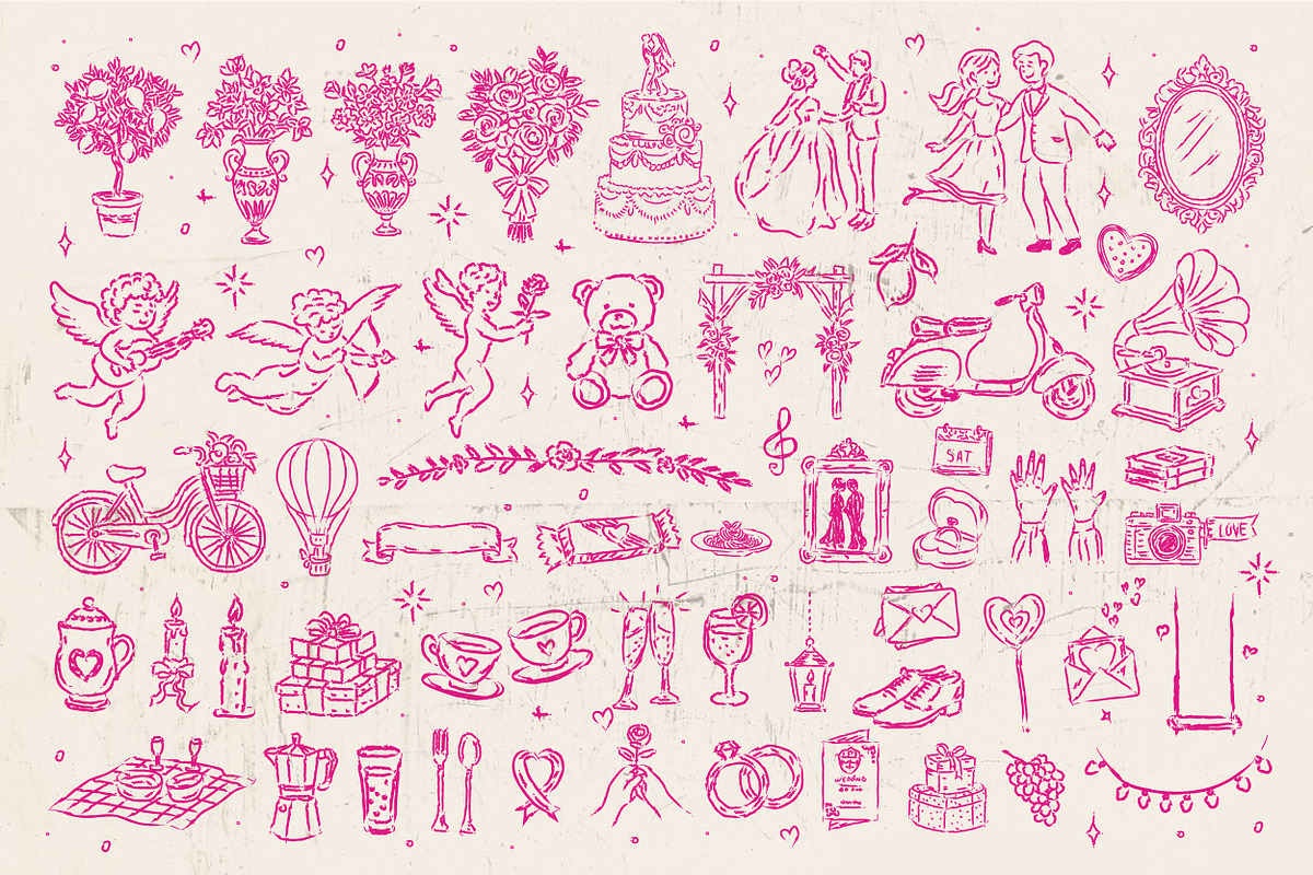 Hand Drawn Valentines Clipart Bundle