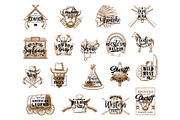 Western symbols. Wild west icons, a Person Illustration by Vector Tradition
