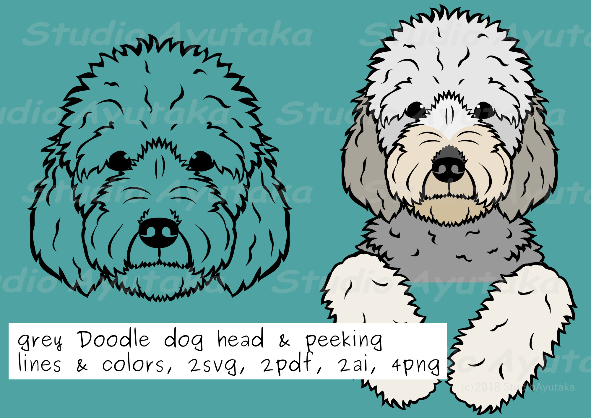 grey Doodle dog line art bundle, a Graphic by dogsinarow