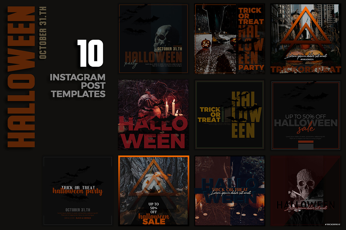 Halloween Instagram Post Templates, a Social Media Template by illycreative