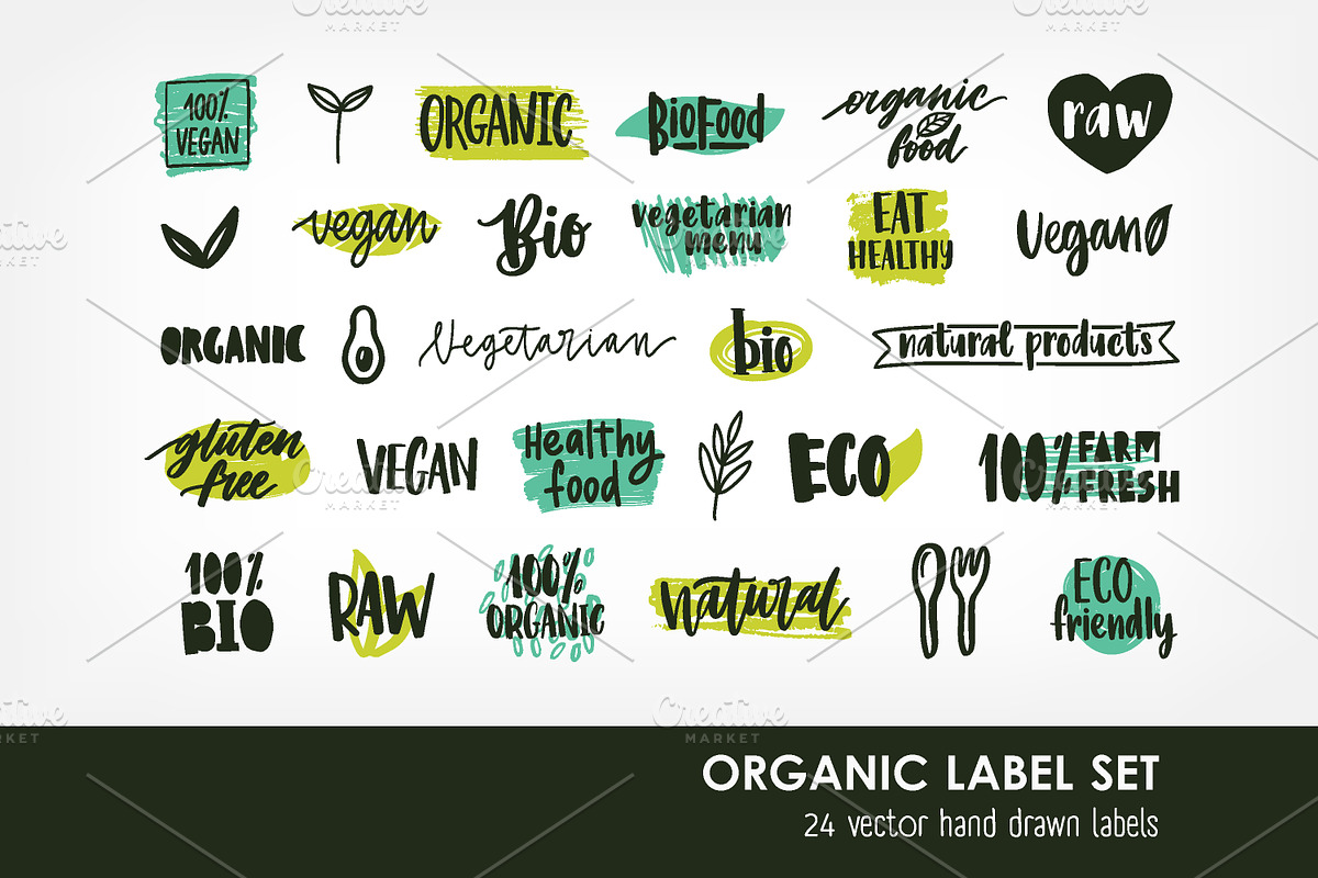 Organic lettering labels set, an Object Graphic by Good Studio