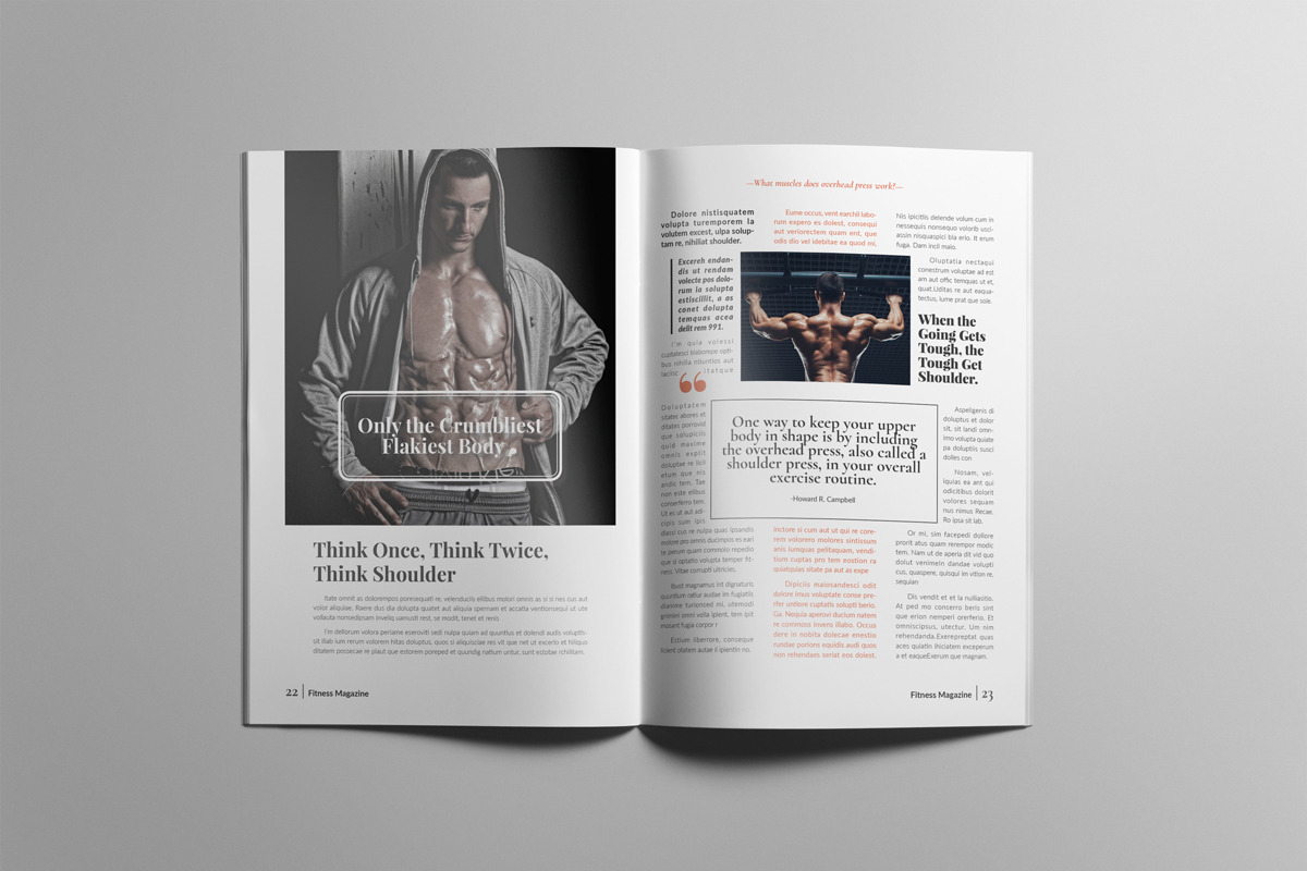 Fitness Magazine Layout Template | Creative Market