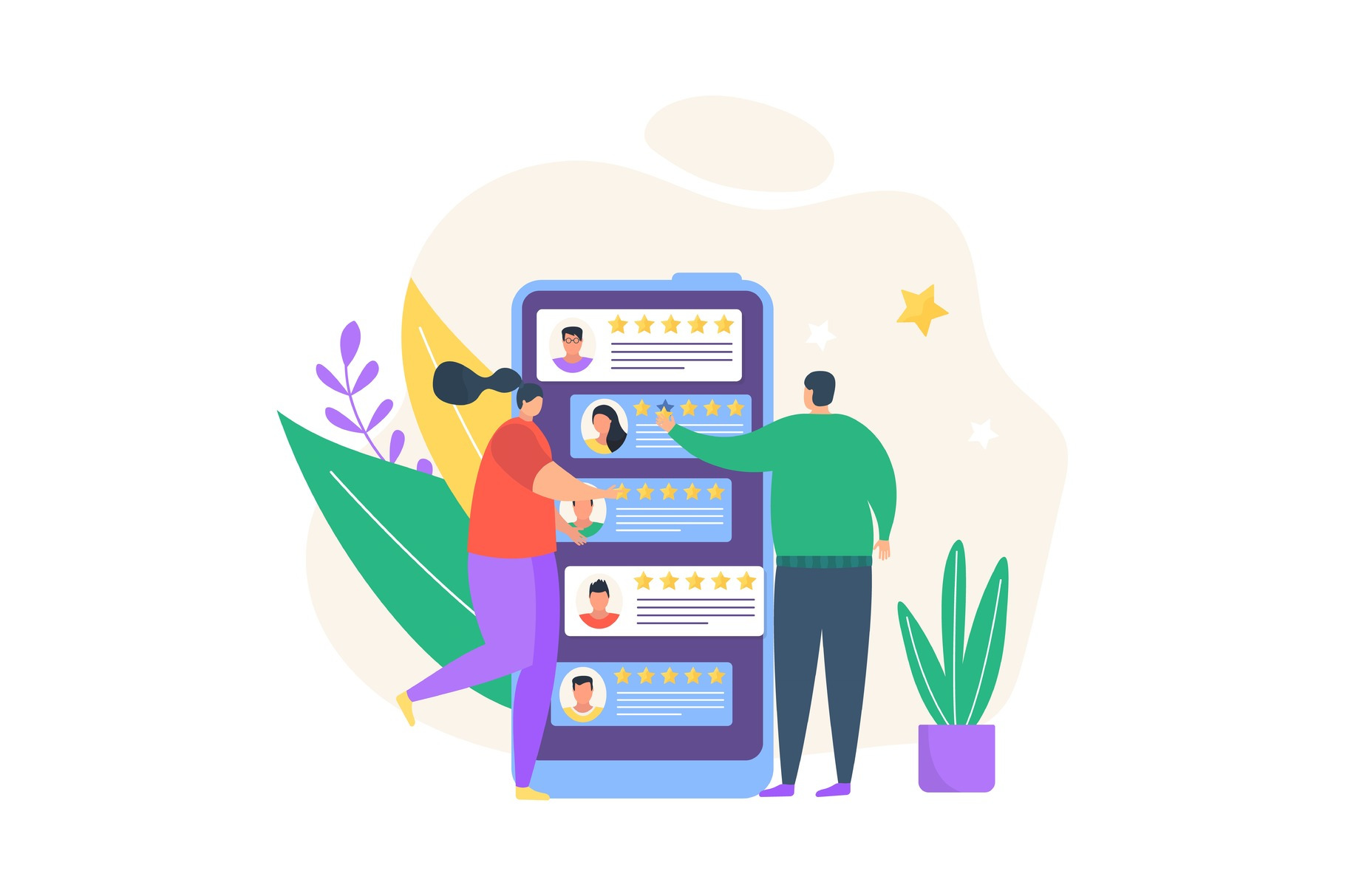 Review feedback vector illustration, a Person Illustration by KitVector