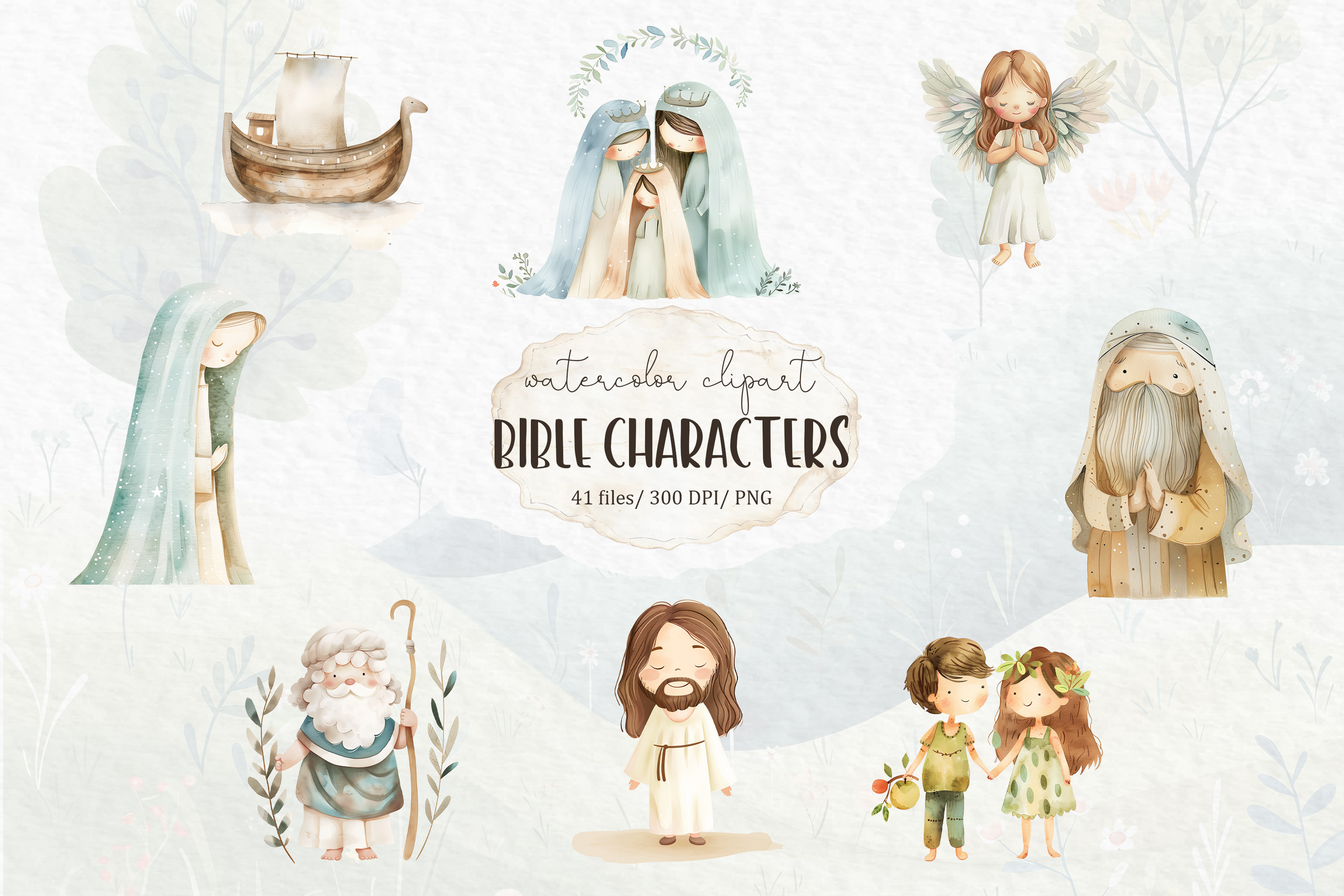 Bible character watercolor clipart, a Person Illustration by MyLittleMeow