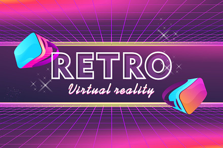 futuristic retro digital banner 80s, a Background Graphic by alena.sipilova