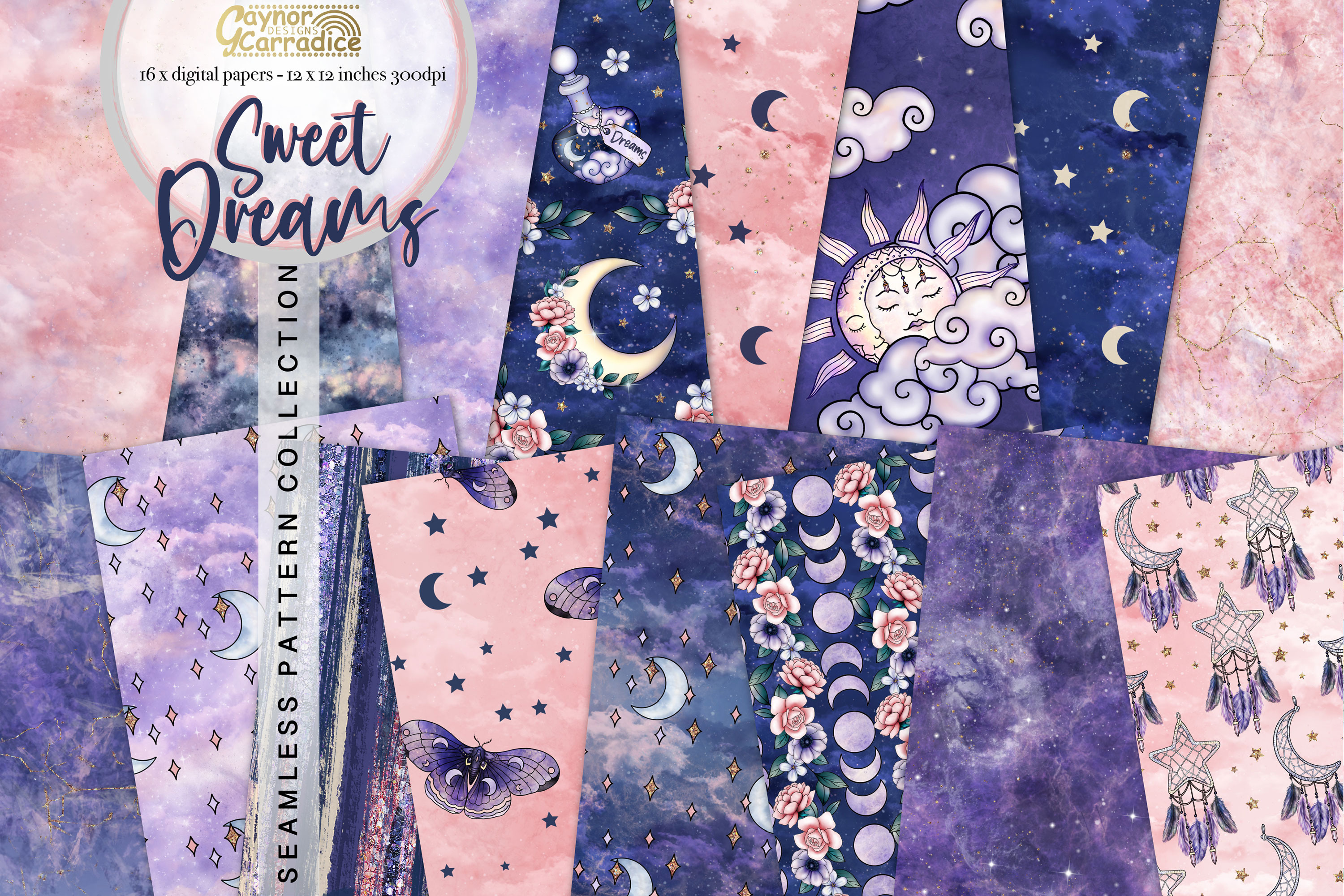 Sweet Dreams Celestial Patterns, a Pattern Graphic by Gaynor Carradice Designs