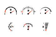 Car fuel indicator isolated set on, an Illustration by studioworkstock