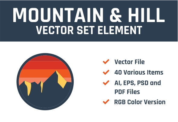 Mountain & Hill Vector Set Element | Graphics ~ Creative Market