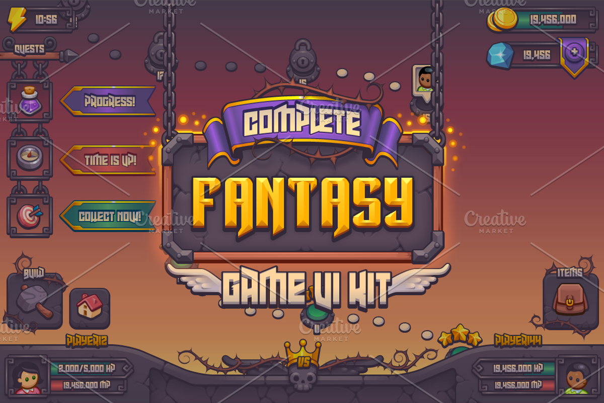 Complete Fantasy Game UI kit, a Graphic by Vectricity Designs