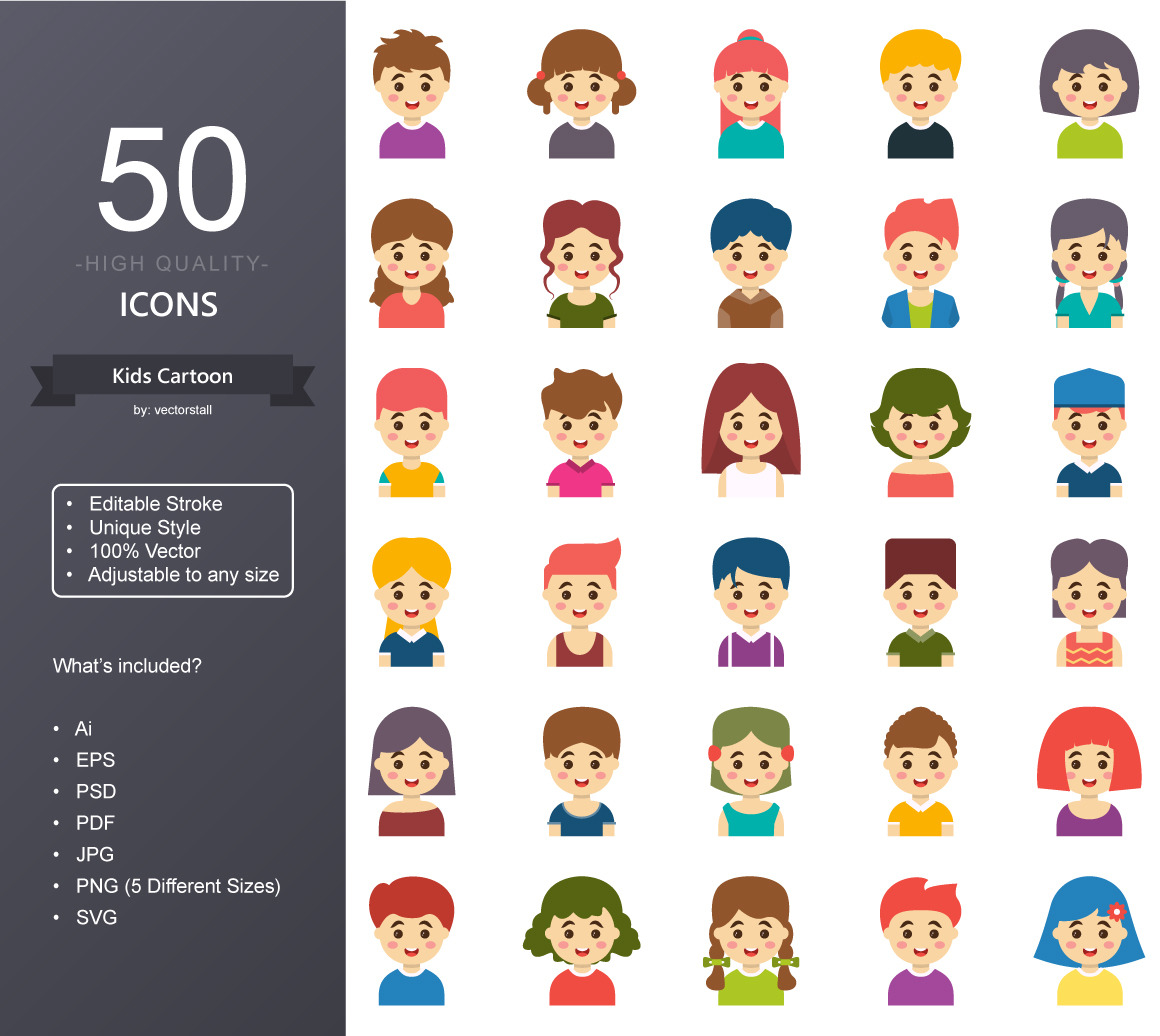 Kids Cartoons, an Icon by Vector Stall