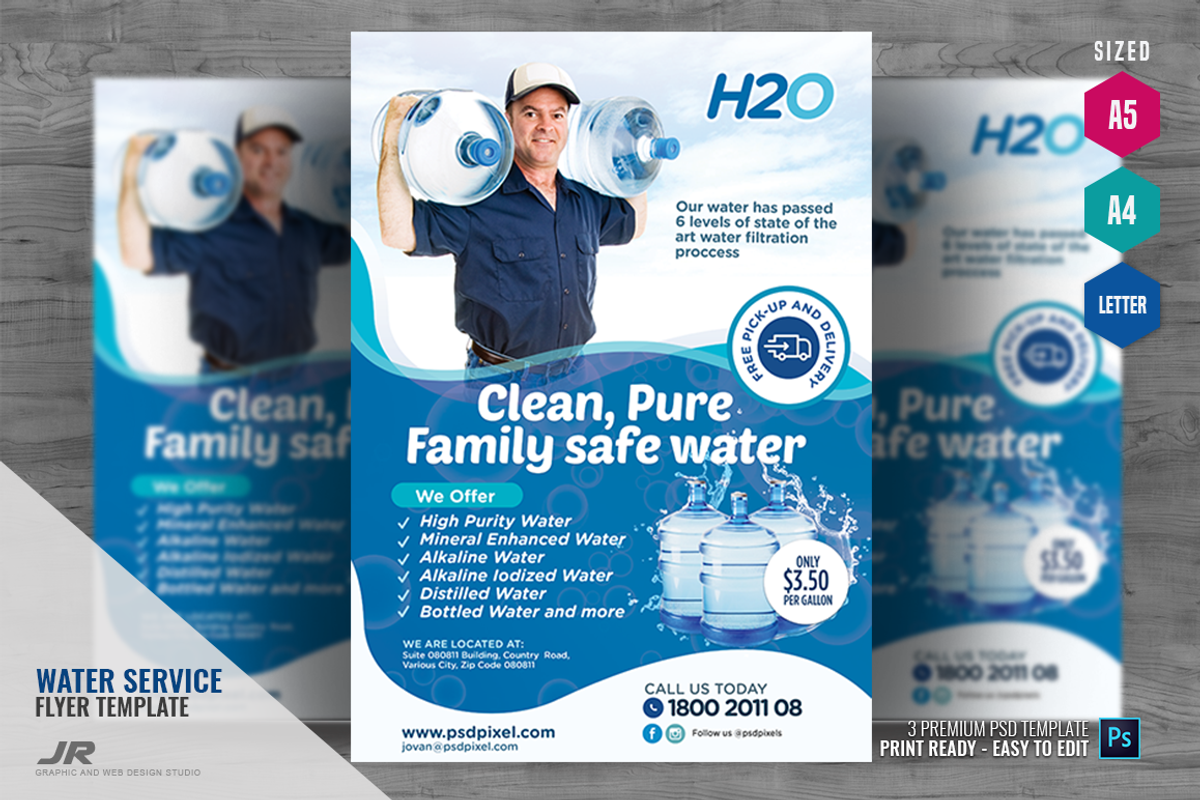 Water Delivery Services Flyer, a Flyer Template by PSDPixel