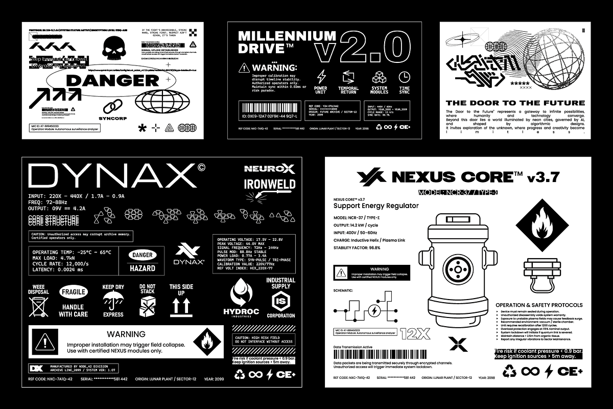 Industrial Shipping Labels & Logos, an Object Graphic by SergeyBitos