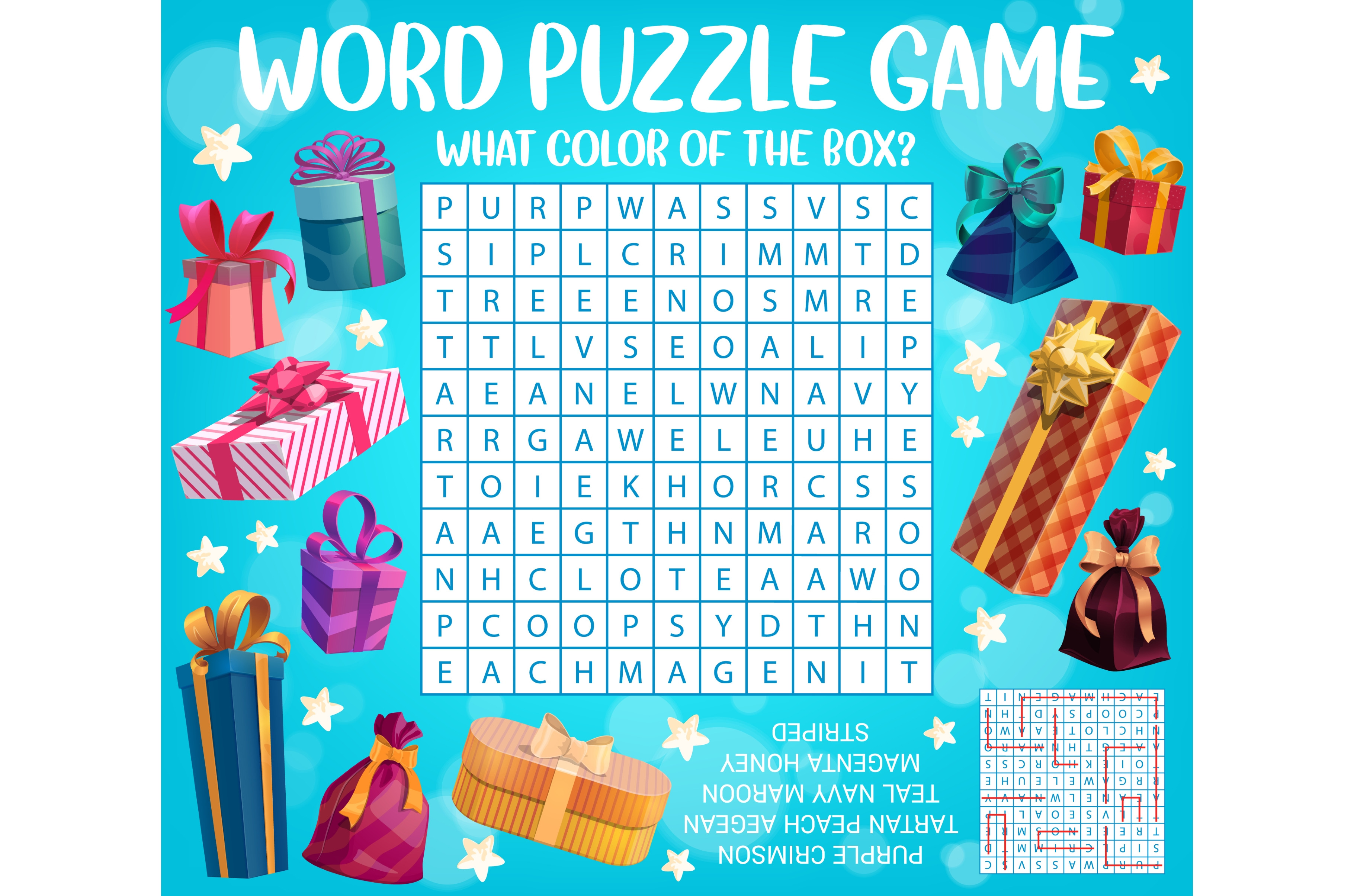 Christmas gifts word search puzzle, an Education Illustration by Vector ...