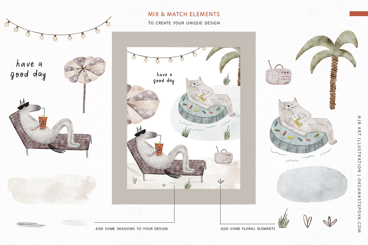 Watercolor Kids Clip art Party Animals