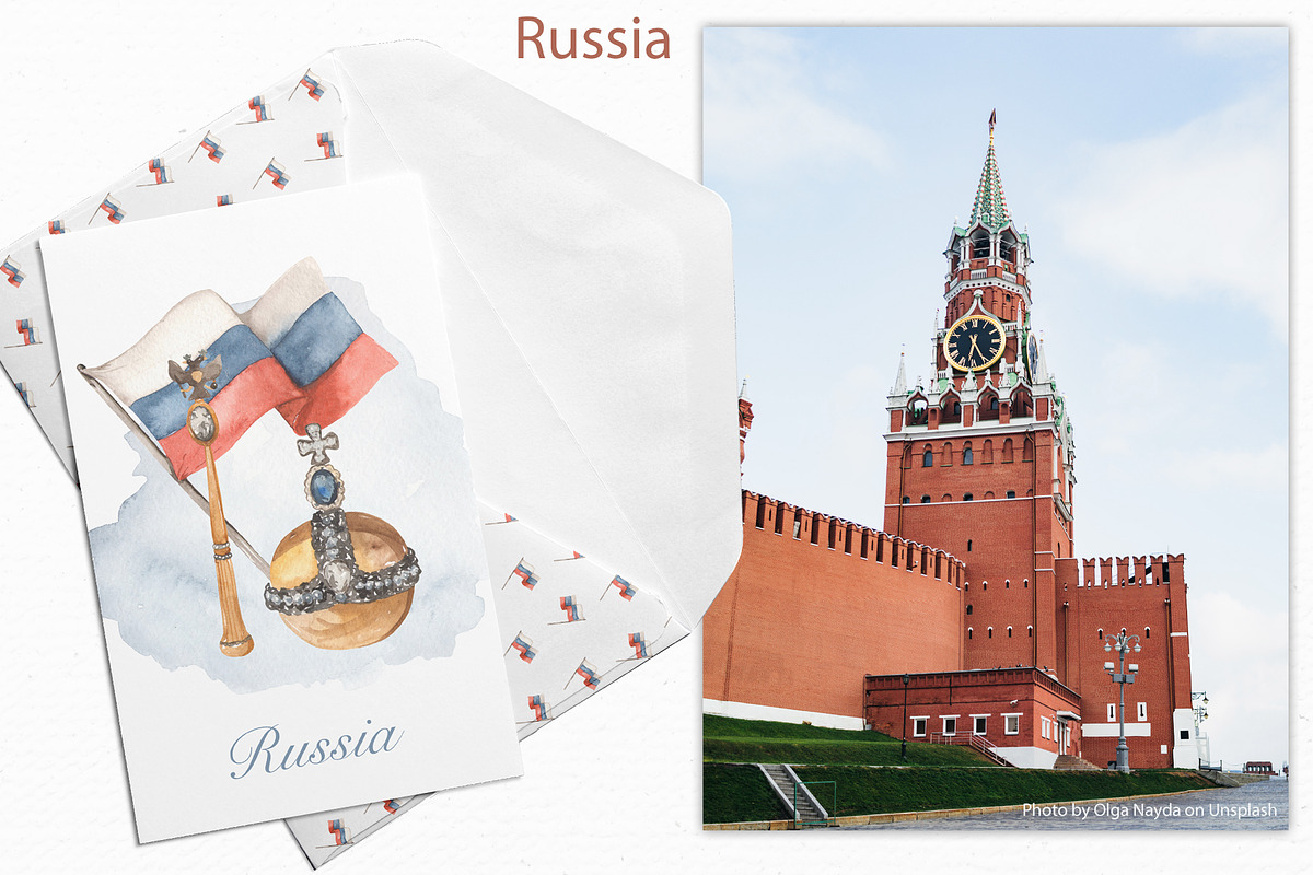 Russia watercolor collection