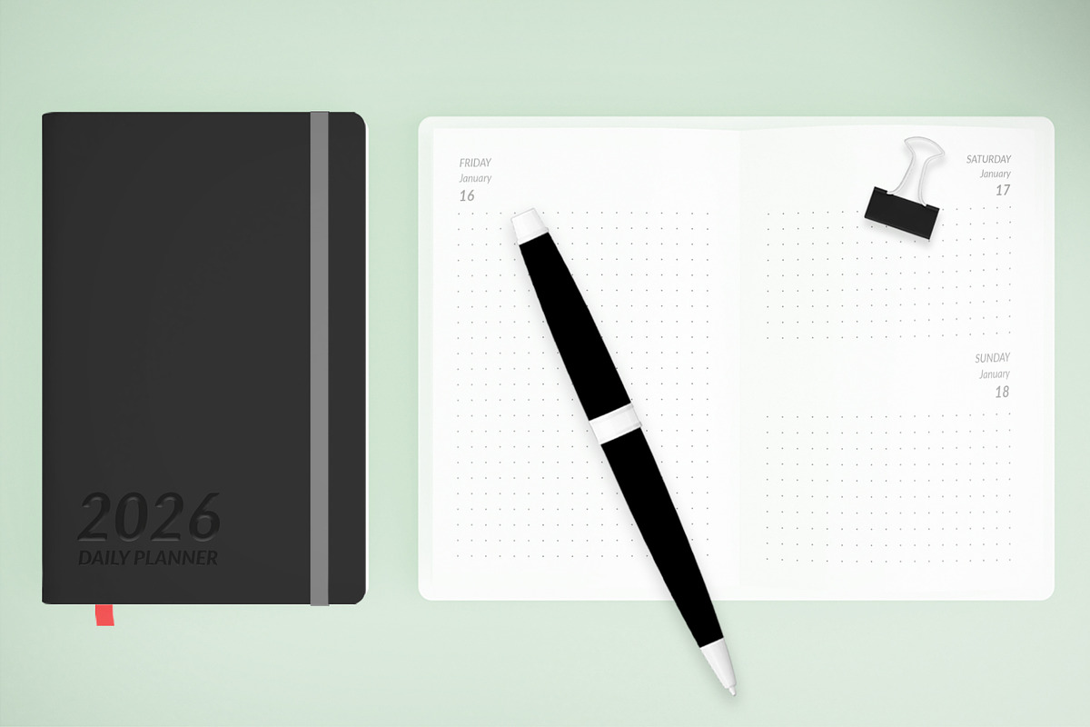 2026 Daily Bullet Planner Notebook, a Print Template by McLittle Stock