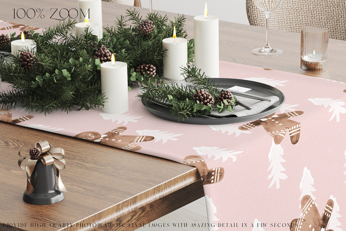 Christmas Table Runner Mockups, a Product Mockup by mock-ups