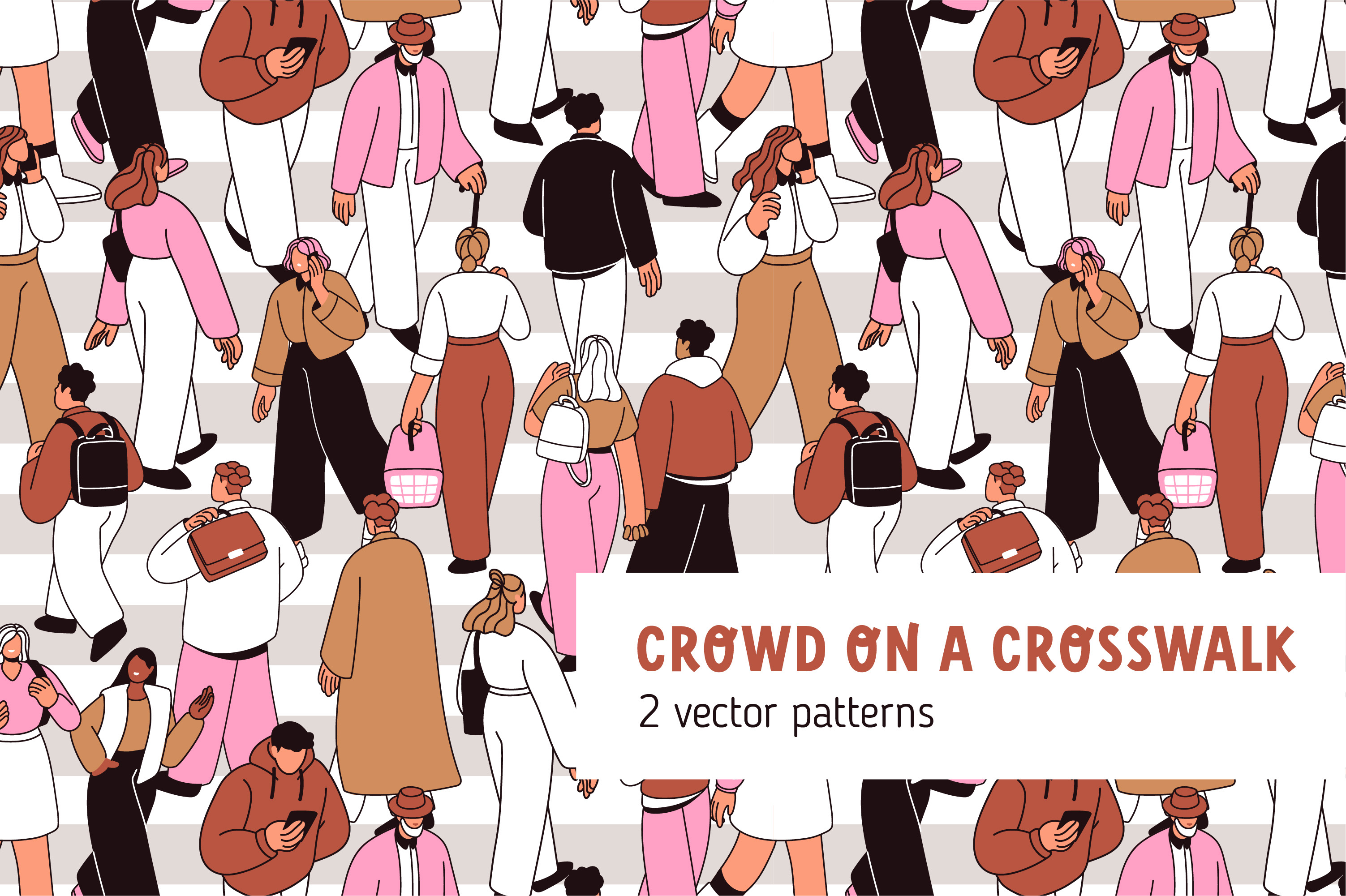 People crowd walk, seamless patterns, a Pattern Graphic by Good Studio