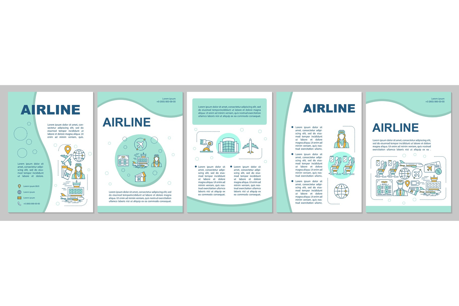Airline brochure template layout | Brochure Templates ~ Creative Market
