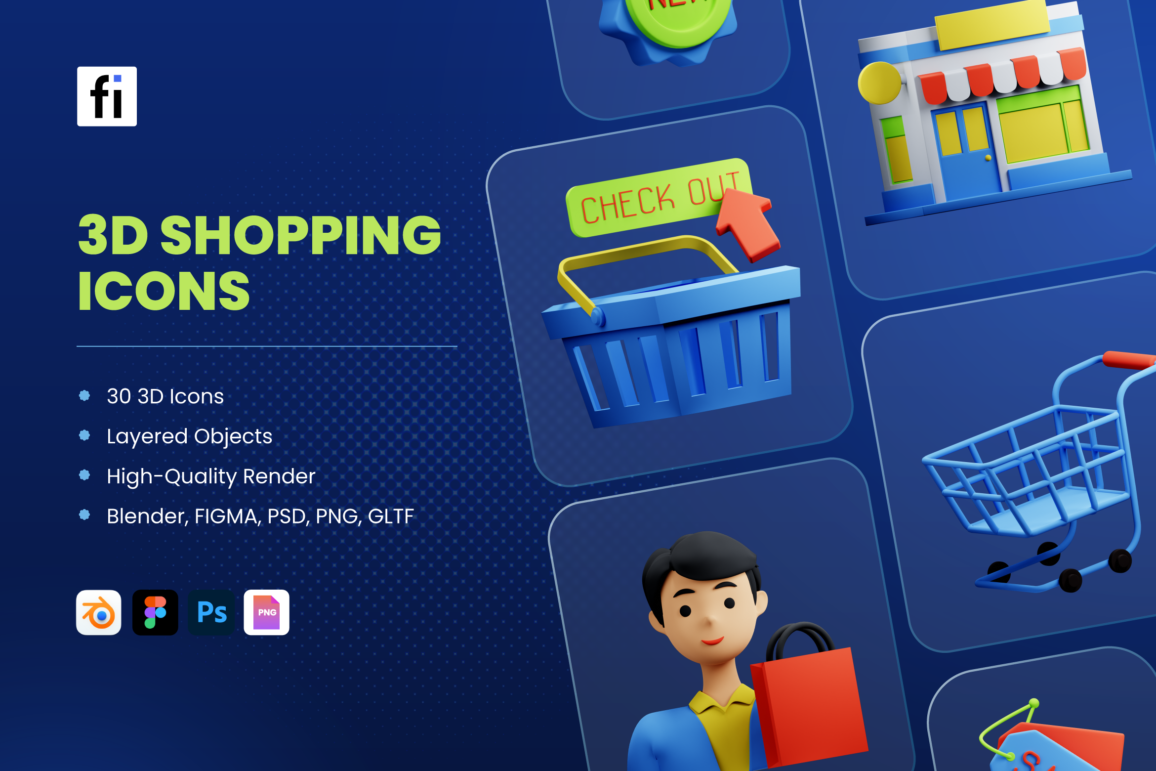 3D Shopping Icons, a 3D by Flat Icons