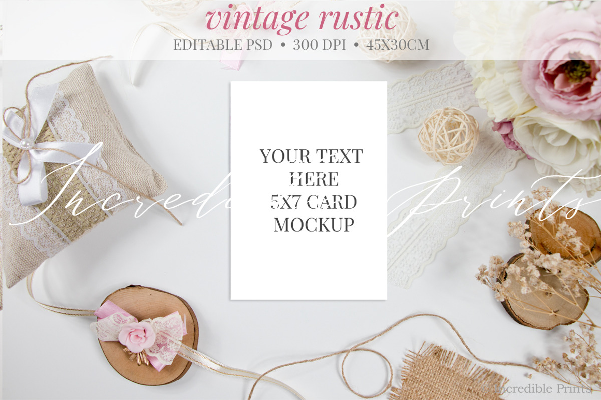 Rustic Vintage Invitation Mockup, a Mockup by Blush Roses Print