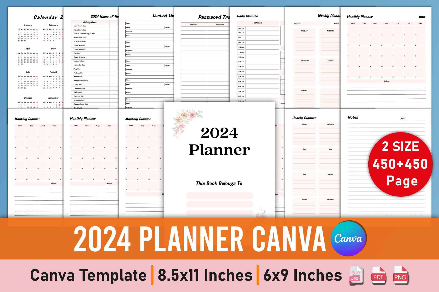 Editable 2024 Planner Canva Interior