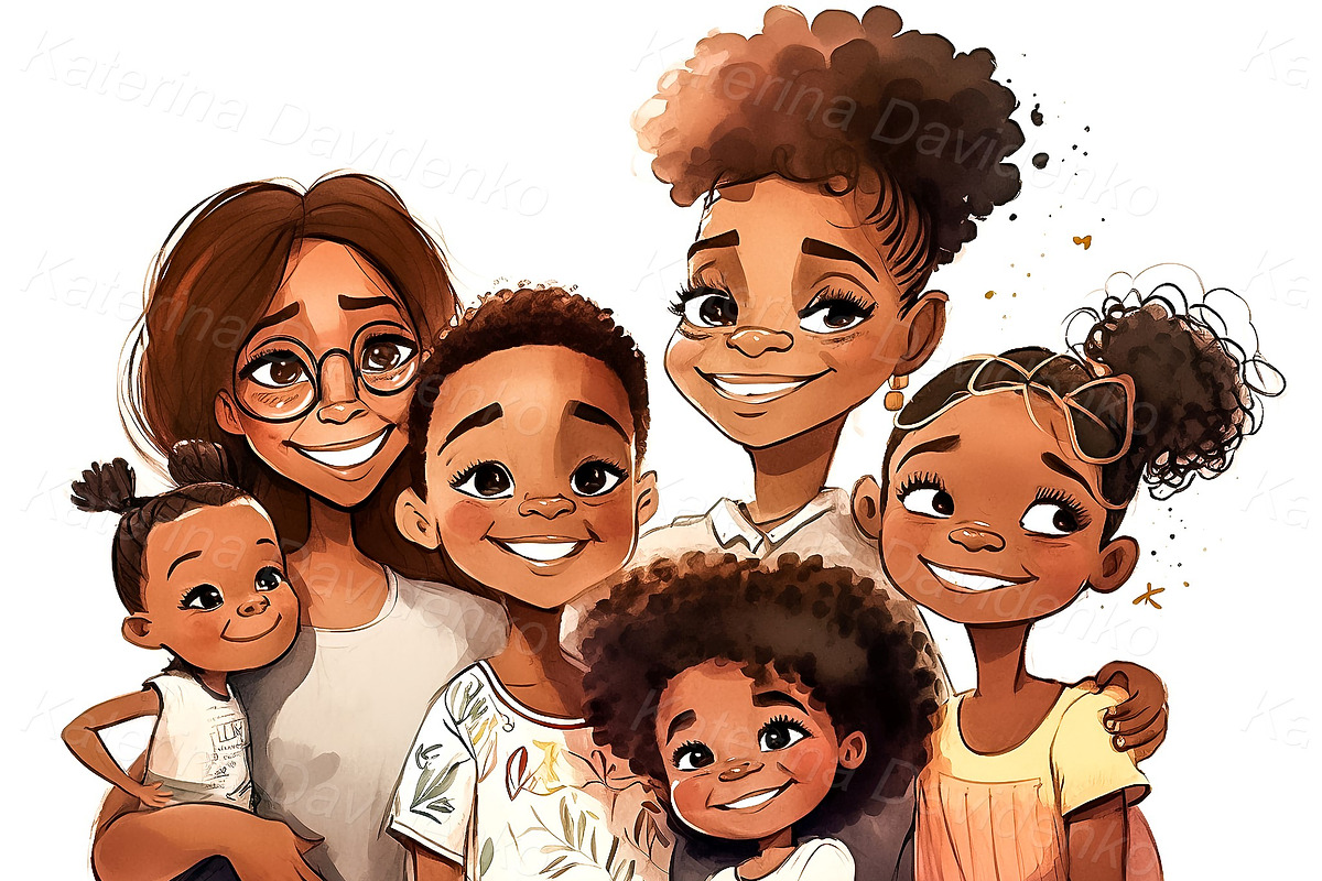 cartoon happy family watercolor, a Person Illustration by Bubert Art ...
