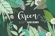 GREEN VECTOR ELEMENTS AND PATTERN, a Decorative Illustration by MooBeer