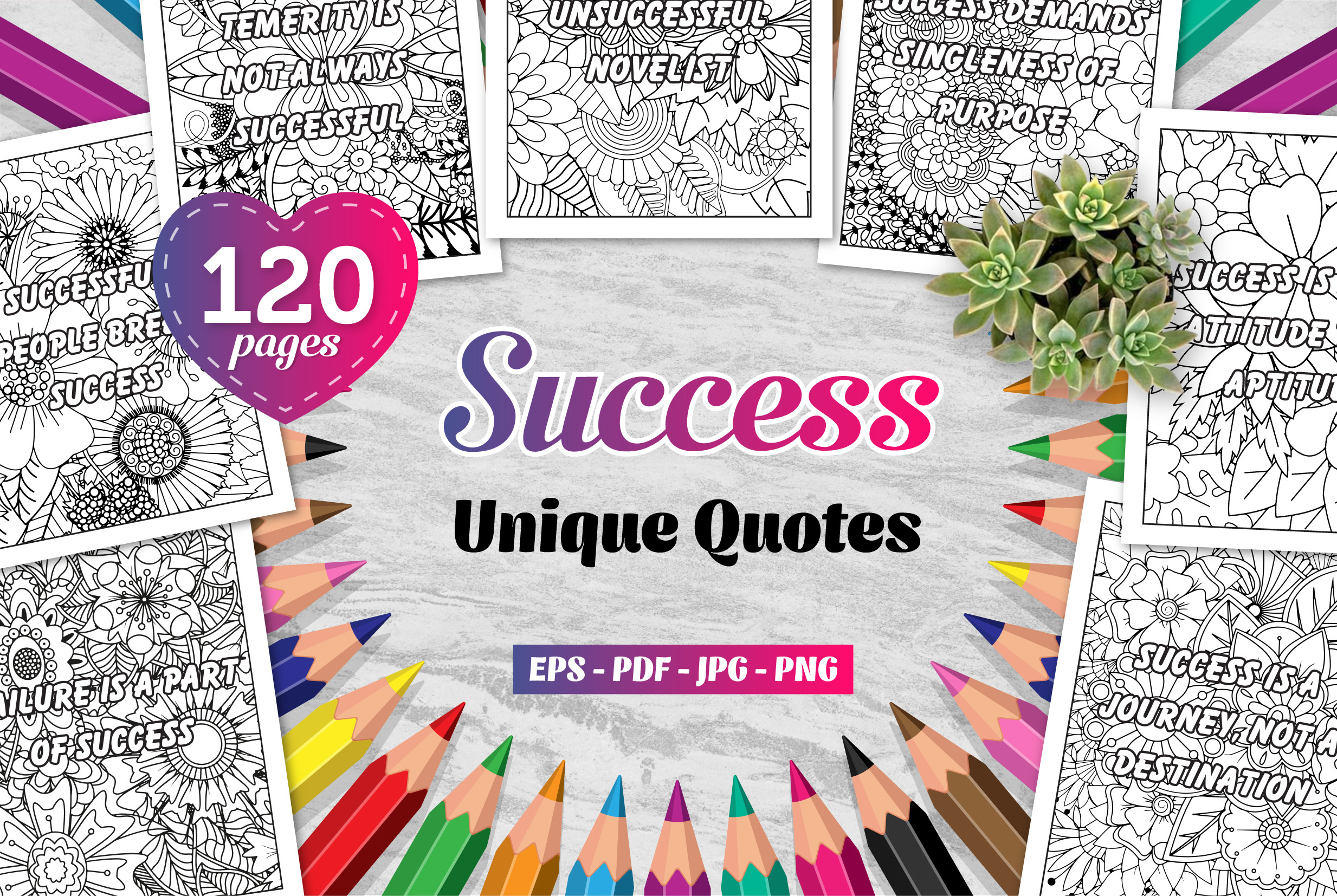 120 Success Quotes Vector Coloring, an Education Illustration by Blue ...