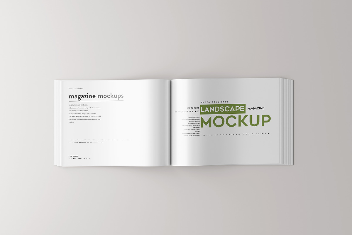 Horizontal Open Magazine Mockup, a Books & Magazine Mockup by ...