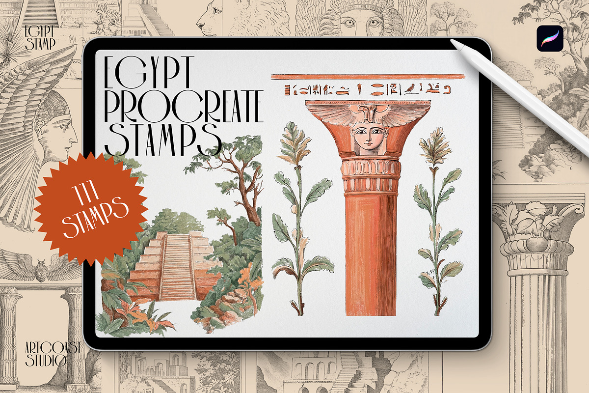Egypt Procreate Stamps, a Shape Add-On by Spasibenko Art