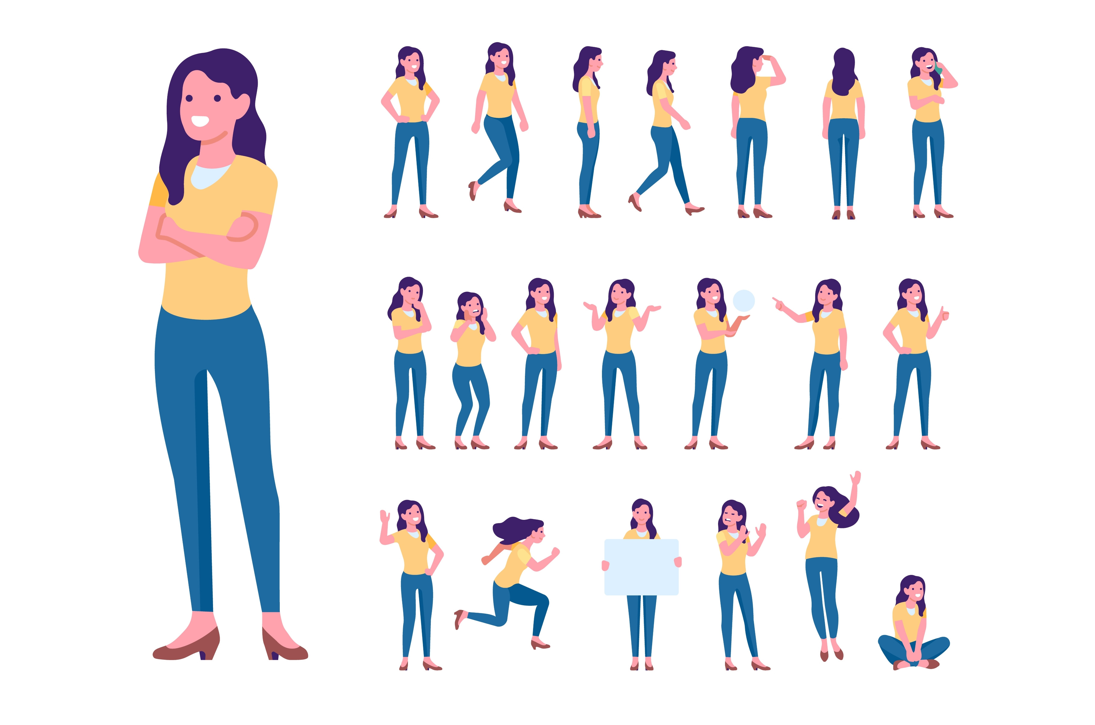Cartoon female character poses, a Person Illustration by Vectorbuum