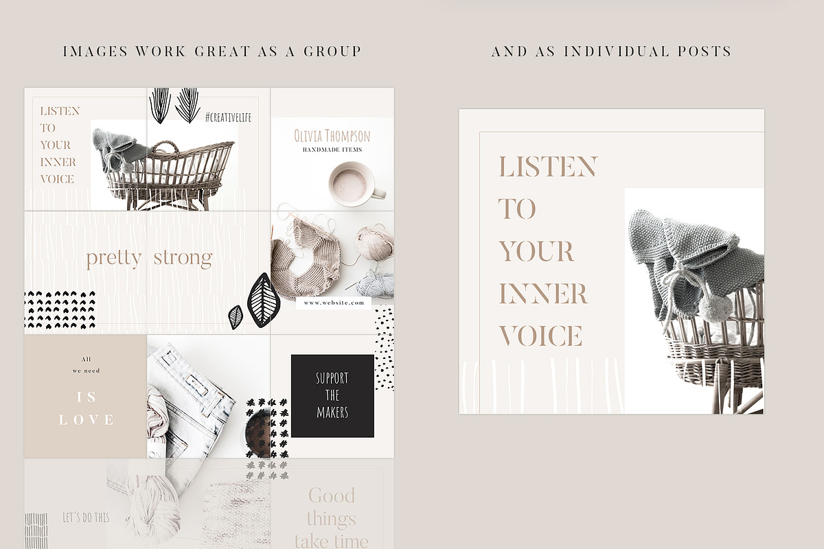 Instagram Puzzle Posts Templates Set