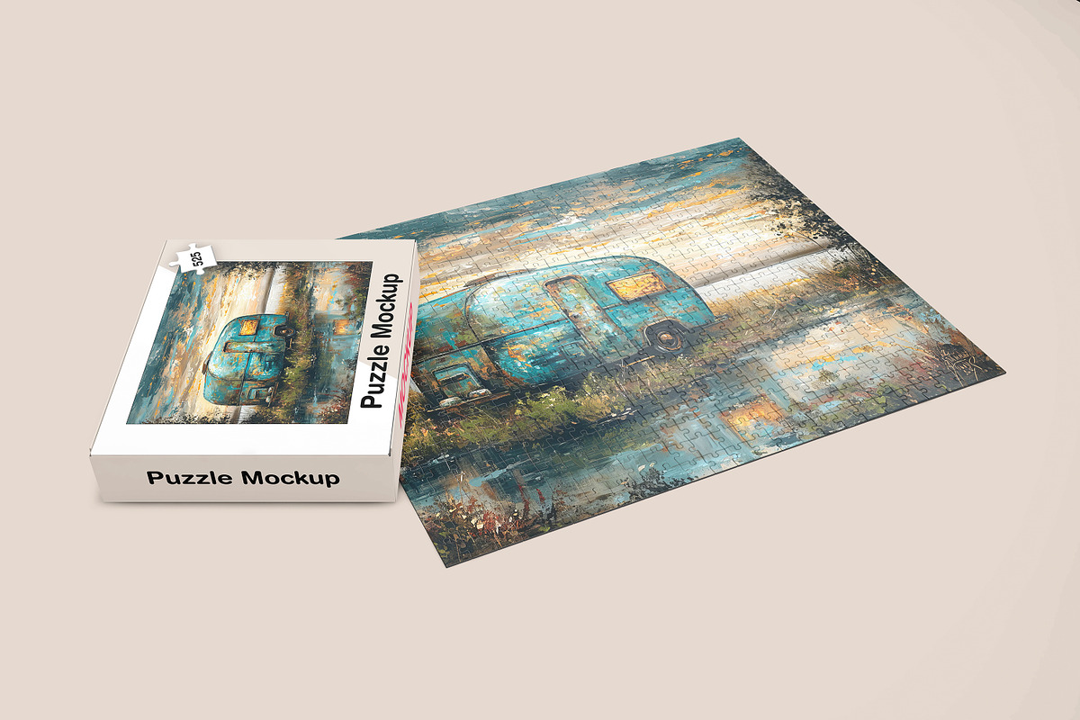 Puzzle Mockup and Box mock 525 piece