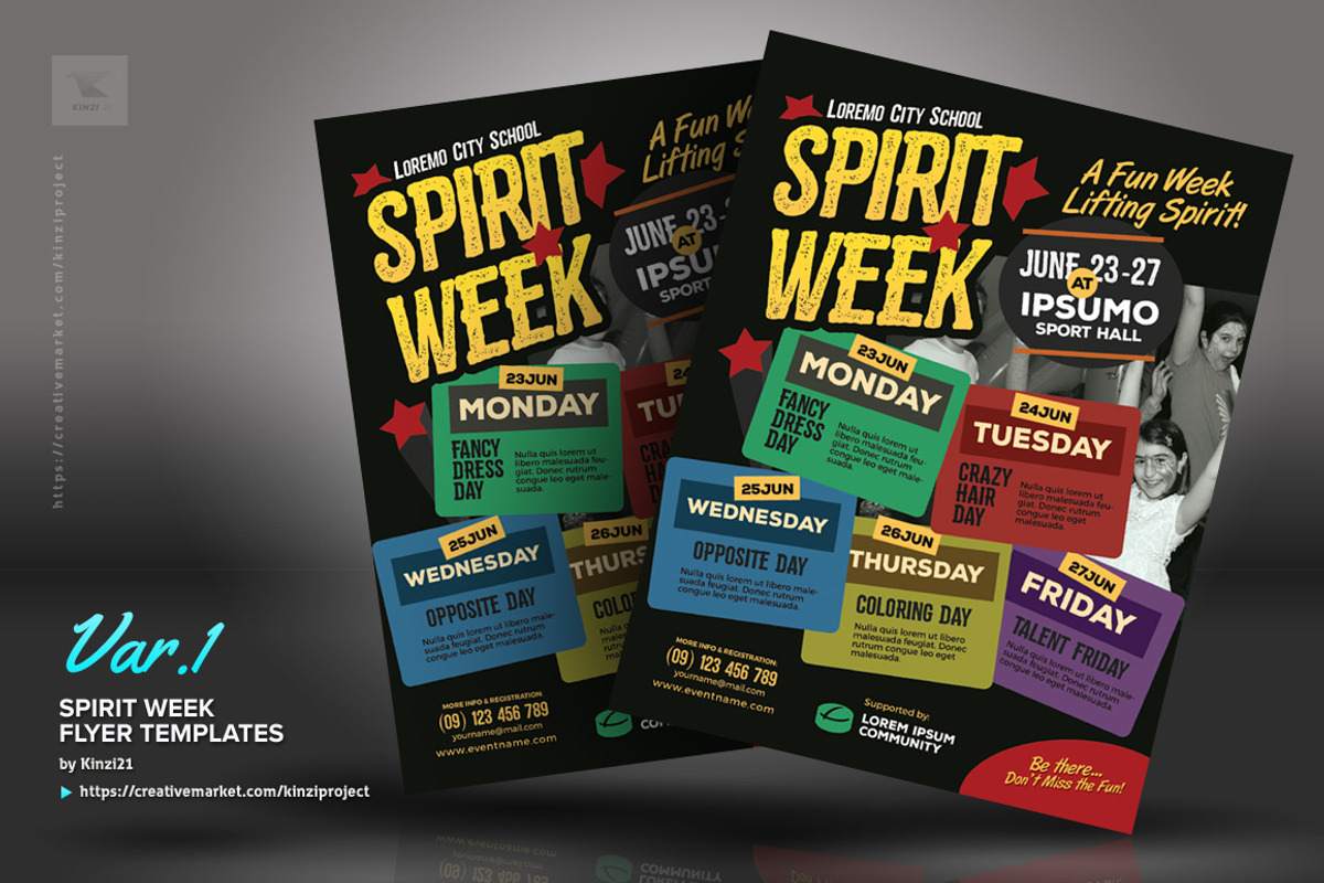 Spirit Week Flyer Templates, a Flyer Template by kinzi21