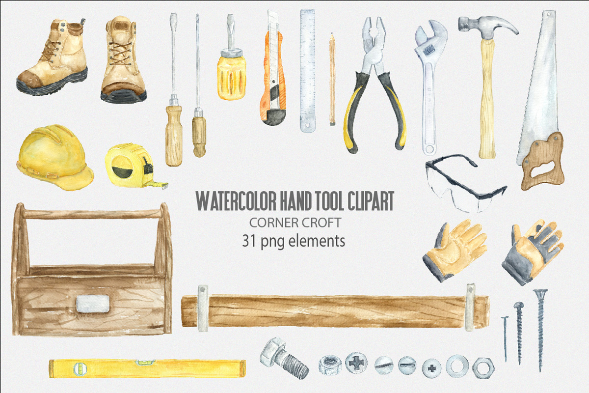 Watercolor Hand Tool Illustration, an Illustration by Corner Croft