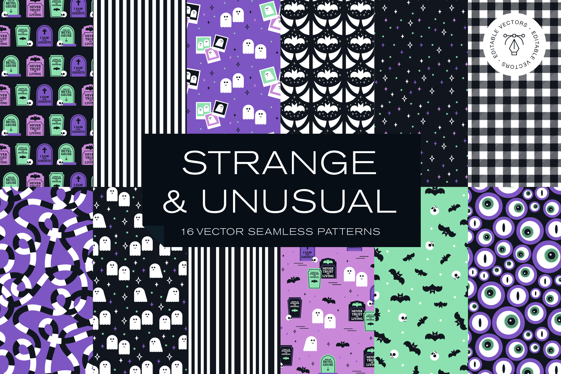 Strange Ghosts Halloween Pattern Set, a Pattern Graphic by Rxmi Studio ...
