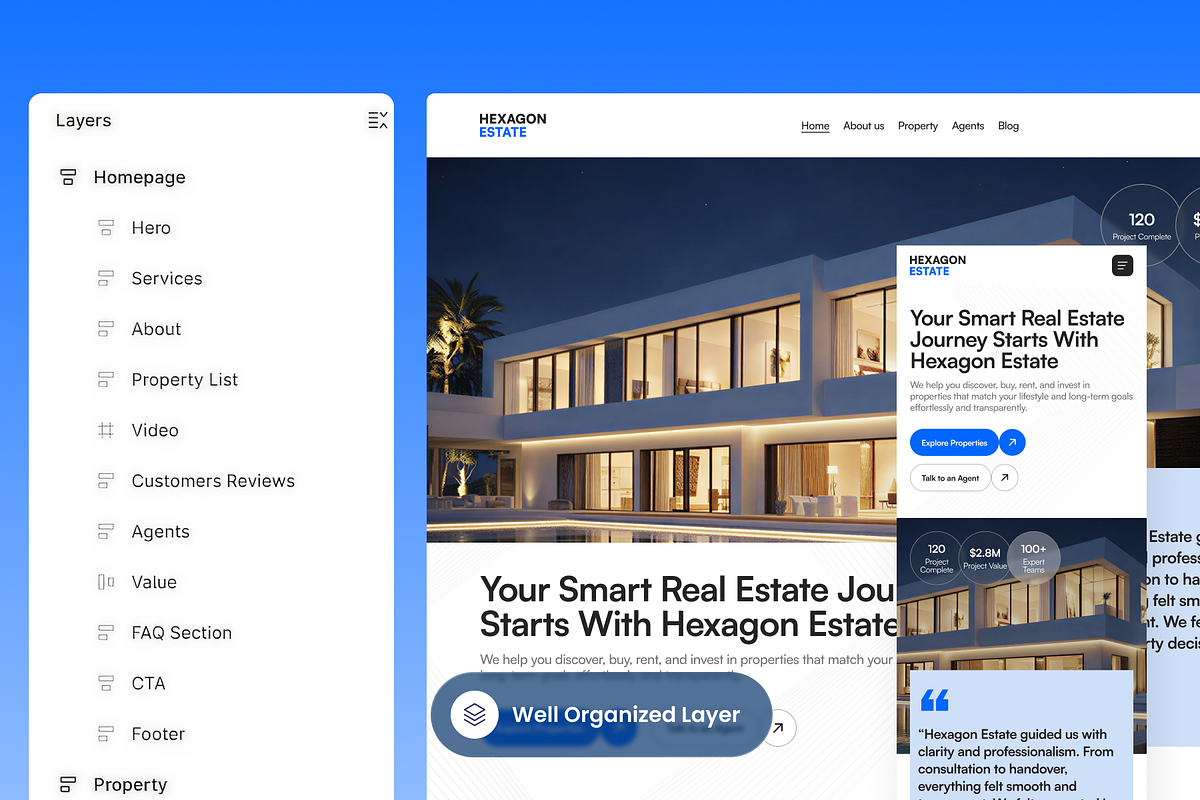 Hexagon - Real Estate Website, a Landing Page Template by SLAB! Design