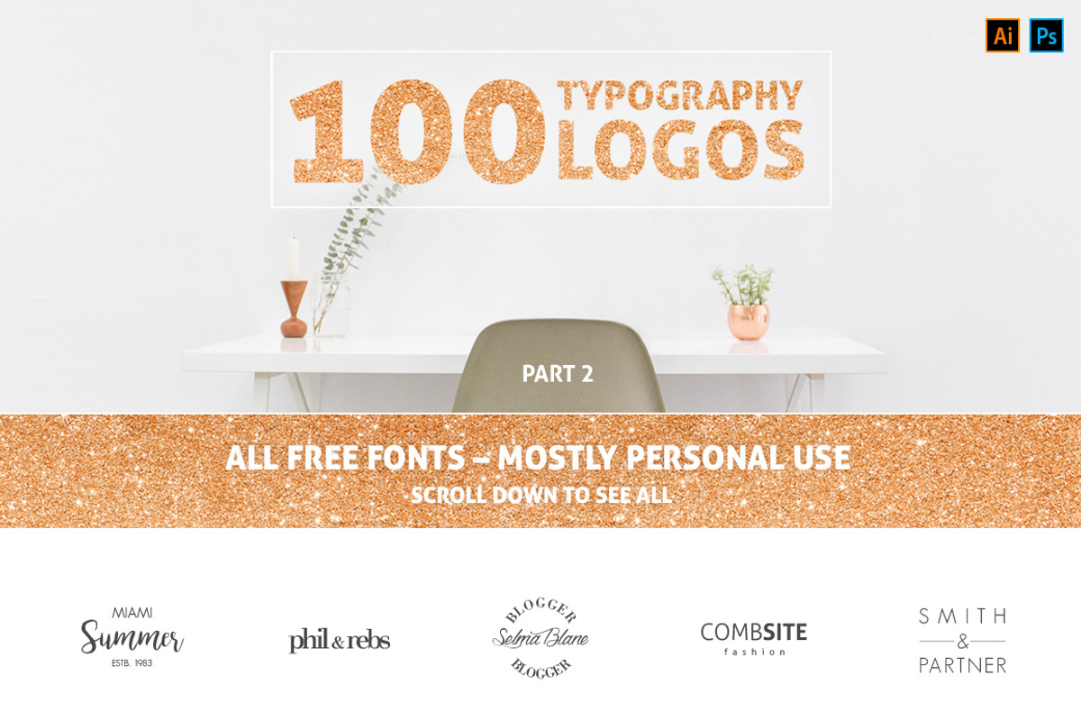 100 Typography Logos + 100 Frames, a Branding & Logo Template by ...