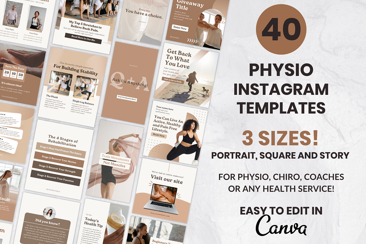 Physio Instagram Template Neutral 40, a Social Media Template by Shot ...