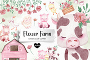 Baby Farm Animals Watercolor Clipart, an Illustration by GauSilvaStudio