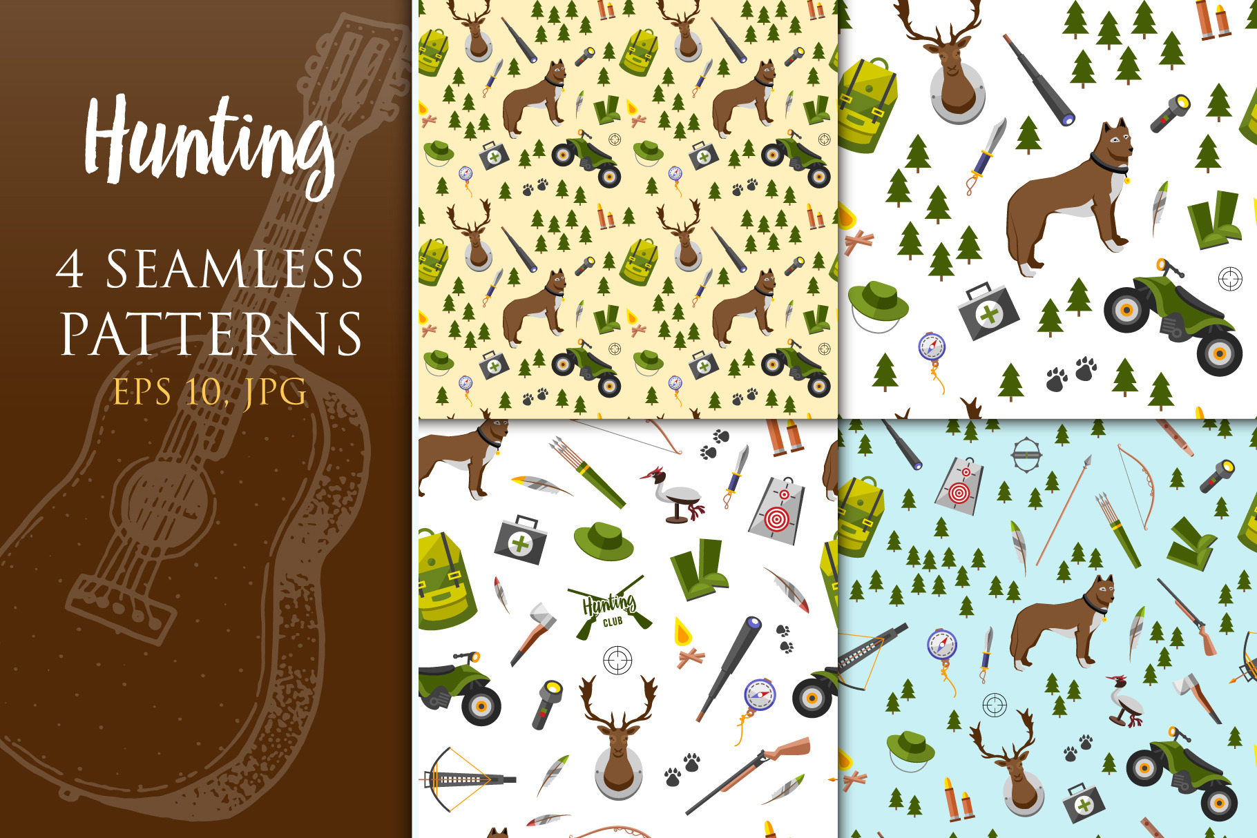 Hunting Seamless Pattern Set. | Texture Illustrations ~ Creative Market
