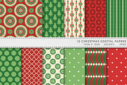 Christmas Red Green Digital Paper, a Pattern Graphic by AzmariDigitals