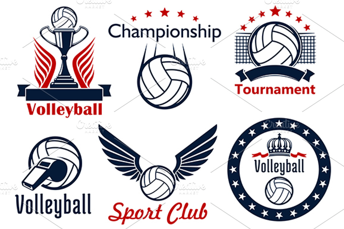Volleyball sport club icons, a Background Graphic by Vector Tradition