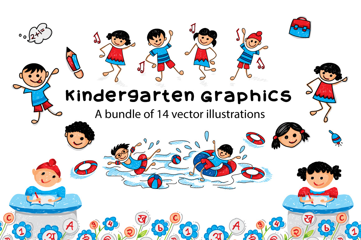 Kindergarten Vector Graphics Pack, an Education Illustration by VecRas ...
