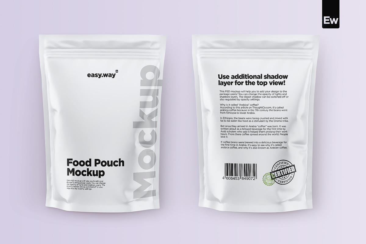 Matte Stand Up Pouch PSD Mockups Set, a Packaging Mockup by easy.way
