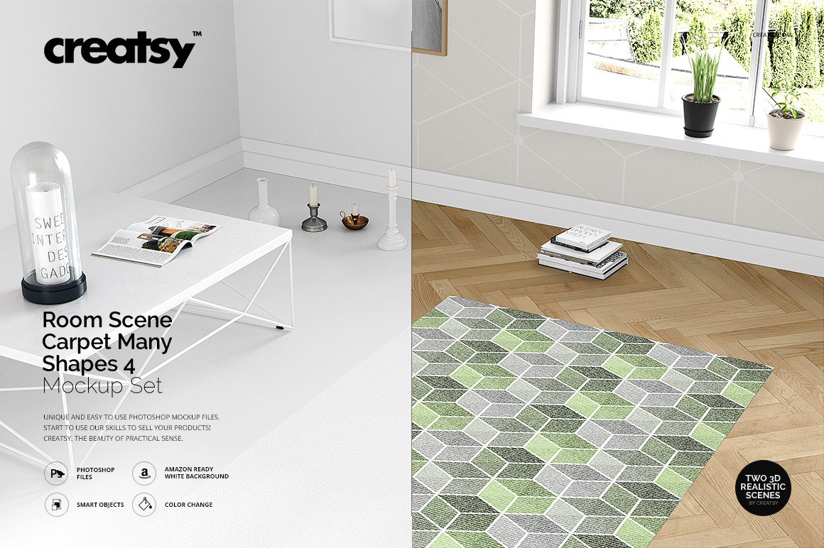 Room Scene Carpet Mockup Set 4, a Product Mockup by creatsy2
