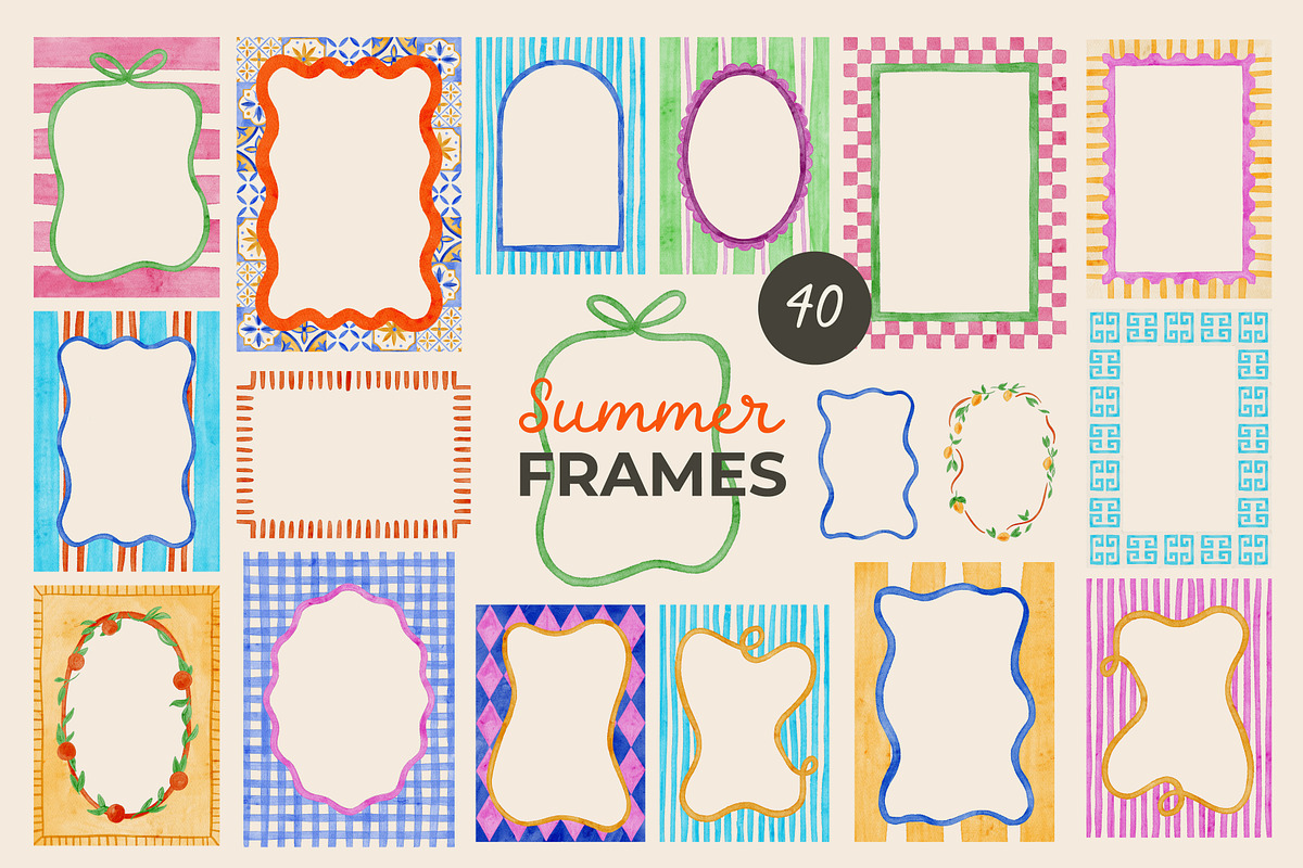 Watercolor Whimsical Frames, an Object Graphic by AnnArt