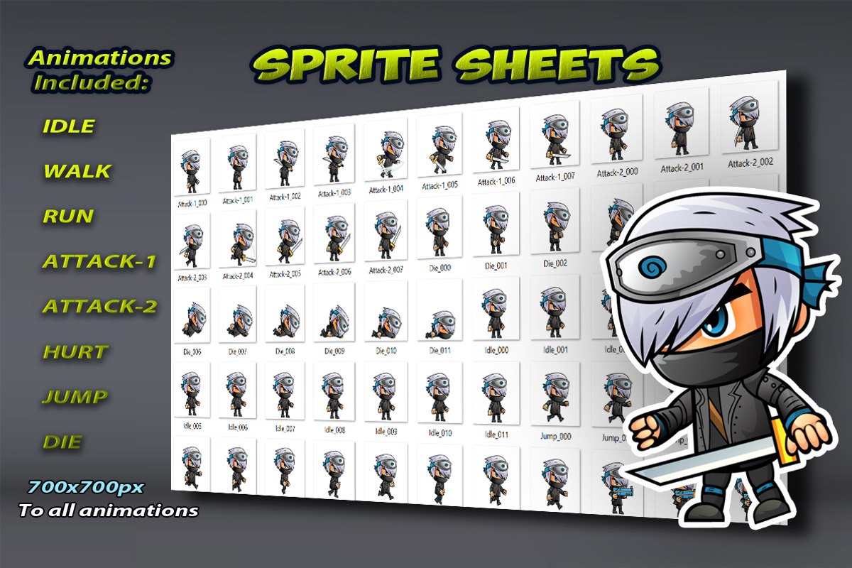 Ninja Game Sprites Set, an Illustration by DionArtworks